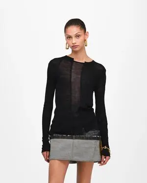 Marc Jacobs Sheer Paneled Knit Longsleeve - Black