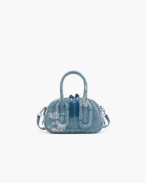 Marc Jacobs Babe Mini Top Handle In Antique Floral Denim Bag - Indigo Multi
