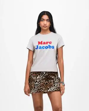 Marc Jacobs Canal St Logo Femme Tee In Size - Heather Grey
