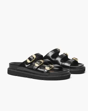 Marc Jacobs Leather Kiki Slides - Black