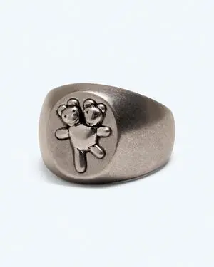 Marc Jacobs Double Headed Teddy Motif Ring - Aged Silver