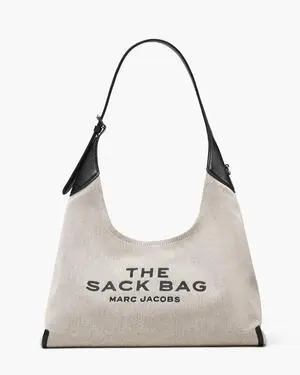 Marc Jacobs The Leather-trim Canvas Belted Sack Bag - Ivory/black