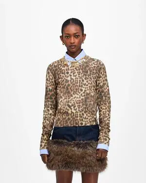 Marc Jacobs Leopard Sweater In Size - Brown Multi