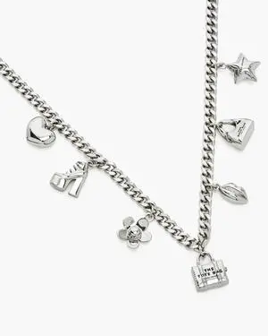 Marc Jacobs The Mini Icon Charm Necklace - Light Antique Silver