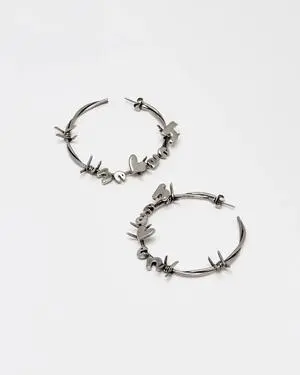 Marc Jacobs Barbed Wire Hoop Earrings - Aged Silver