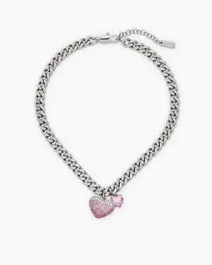 Marc Jacobs The Heart Balloon Pave Necklace - Silver/rose