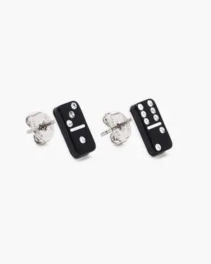 Marc Jacobs The Domino Stud Earrings - Silver/black