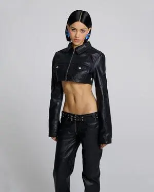 Marc Jacobs Cropped Coated Denim Jacket