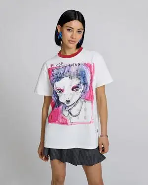 Marc Jacobs Fuck Everything Tee In Size - White Multi