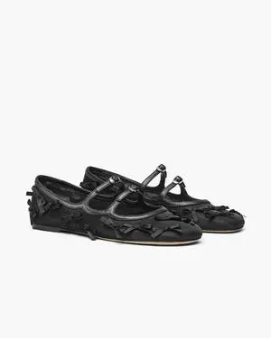 Marc Jacobs The Bow Mesh Kiki Ballerina Flats - Black
