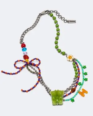 Marc Jacobs Gummy Charm Necklace - Aged Silver Multi