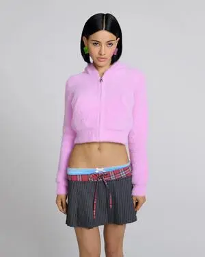 Marc Jacobs Fuzzy Shrunken Knit Zip-up Hoodie