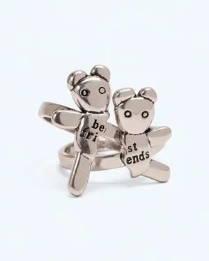 Marc Jacobs Double Headed Teddy Friendship Ring Set - Silver Ox