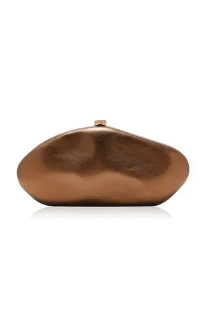 Cult Gaia The Caldera Metallic Leather Clutch - Brown