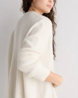 Quince Cashmere Silk Boucle Open Cardigan - Cloud Ivory
