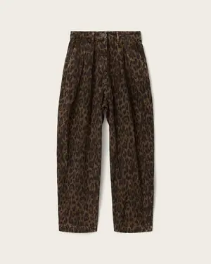 ALLSAINTS Becca Barrel Leg Denim Pants - Leopard