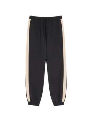 Valentino Garavani Vgold Nylon Track Trousers With Contrast Side Band And Gold V Pocket Detail - Black