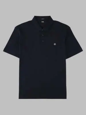 BOSS Logo Badge Short Sleeve Polo Shirt - Blue