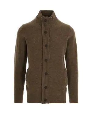 Barbour Barbour Men's Wool Button-Front Mock Neck Cardigan Dark Stone