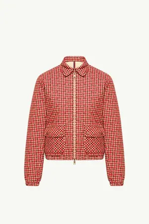 Moncler Lanset Velvet Down Shirt Jacket - Red