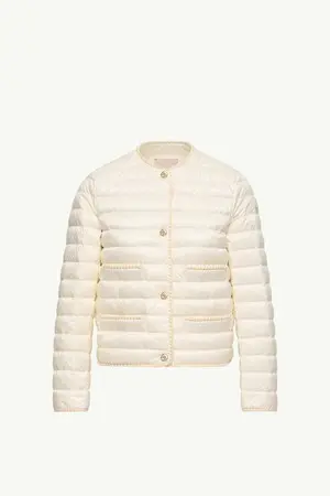 Moncler Circaete Braided Trim Short Down Jacket White