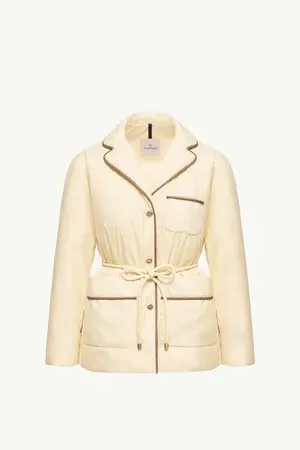 Moncler Tieche Belted Mid-length Down Jacket - Beige