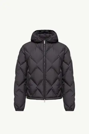 Moncler Arvouinne Hooded Triangle-quilted Short Down Jacket - Black