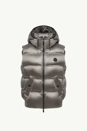 Moncler Fluidite Hooded Down Vest - Grey