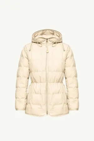 Moncler Cygnet Hooded Short Down Jacket White
