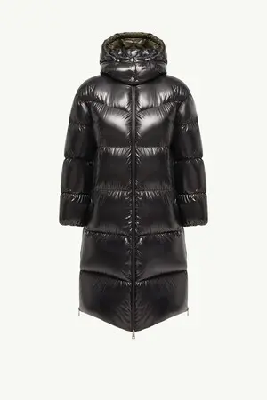 Moncler Harfang Hooded Long Down Coat - Black