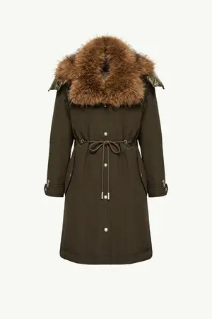 Moncler Halicte Long Down Parka - Green