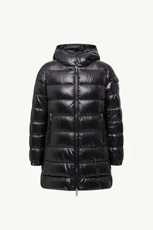 Moncler Courcelles Hooded Mid-length Down Jacket - Black