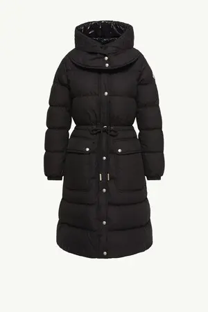 Moncler Pic Hooded Long Down Jacket Black
