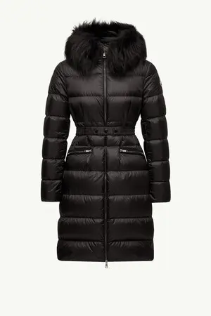 Moncler Boedic Hooded Shearling-trimmed Long Down Jacket - Black