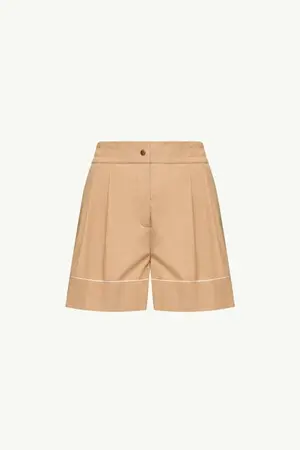 Moncler Tailored Cotton Blend Shorts Beige