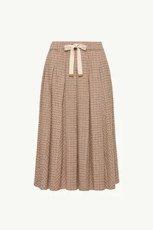 Moncler Microcheck Midi Wool Skirt - Beige