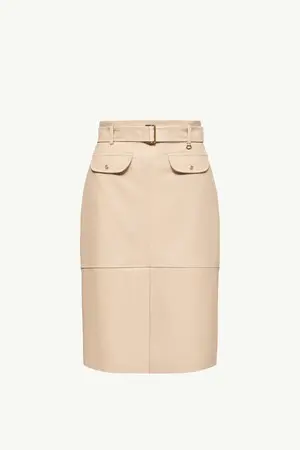 Moncler Knee-length Leather Skirt - Beige