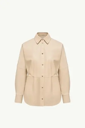 Moncler Leather Long Sleeve Shirt - Beige