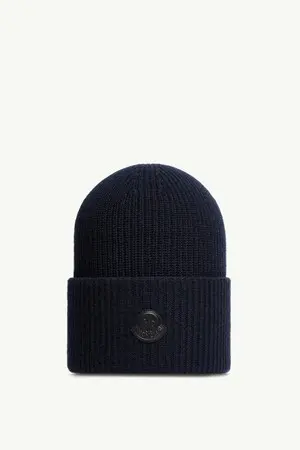 Moncler Wool & Cashmere Blend Beanie - Blue