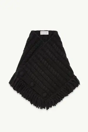 Moncler Cable Knit Alpaca Blend Neck Scarf - Black