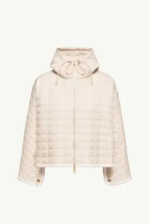 Moncler Hooded Square-Quilted Padded Cape White