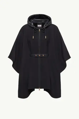 Moncler Padded Wool Blend Cape Blue