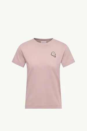 Moncler Logo Patch Cotton T-shirt - Pink