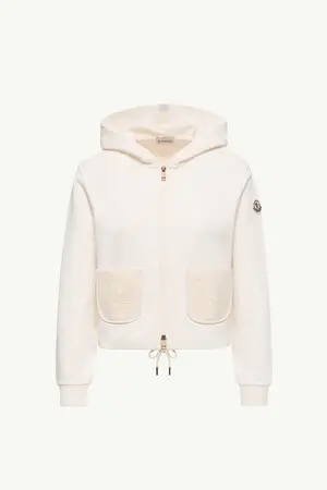 Moncler Cotton Blend Zip-up Sweatshirt - White