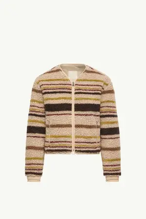 Moncler Striped Teddy Zip-up Cardigan - Beige