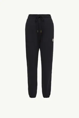 Moncler Logo Cotton Blend Fleece Sweatpants Blue