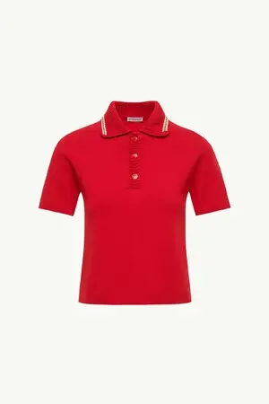Moncler Cotton Knit Polo Shirt - Red