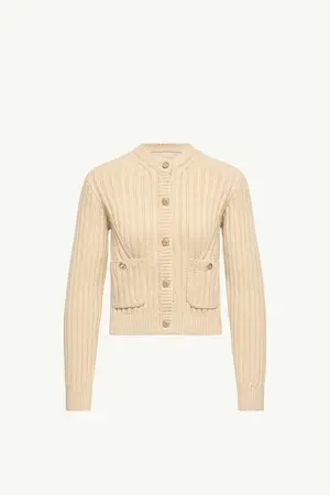 Moncler Cotton Padded Cardigan Beige