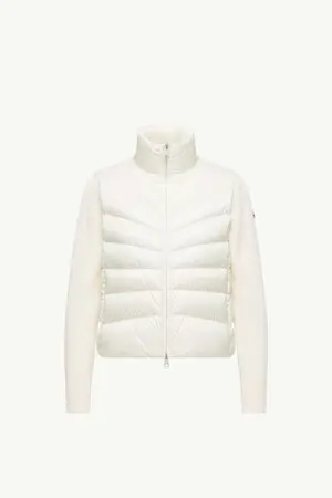 Moncler Padded Wool Zip-Up Cardigan White