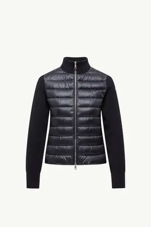 Moncler Padded Wool Zip-up Cardigan - Blue